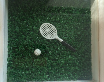 Small framed art Tennis gift, Box frame art with miniature tennis ...
