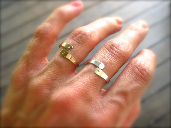 Initial Ring Personalized Wrap Ring Silver by BoxofPearlsbyAmanda