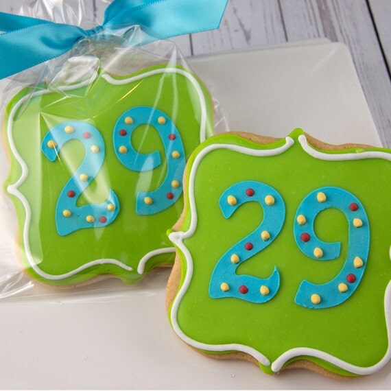 Birthday Plaque Cookies, Any Birthday Number Cookie - 12 Decorated ...