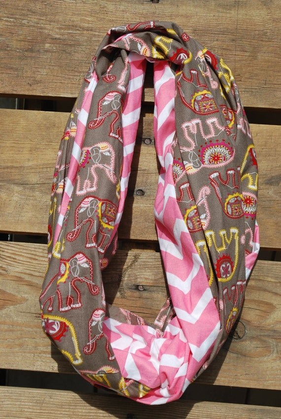 Items similar to Cotton fabric infinity scarf, double loop. Women's ...