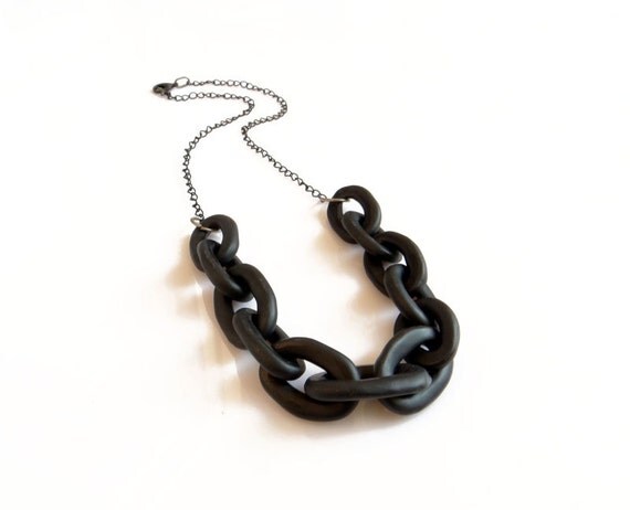 Black Chain Link Necklace Chunky Chain Statement Necklace
