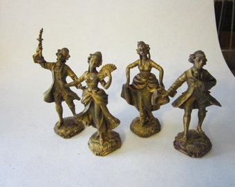 4 vintage Fontanini figurines - renaissance dancer - spider mark Depose ...