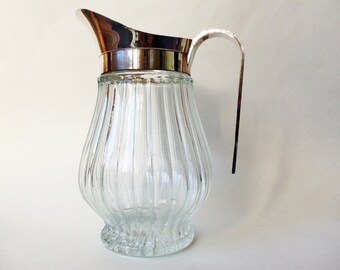 Ribbed glass pitcher | Etsy