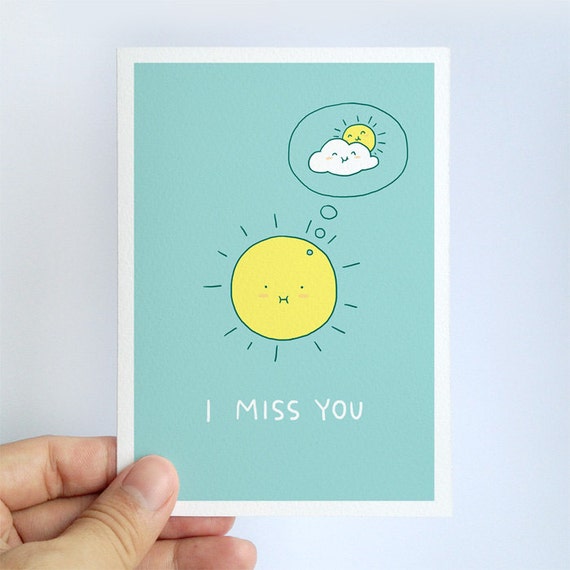Items similar to I Miss You - fun, humor, happy, cute note card on Etsy