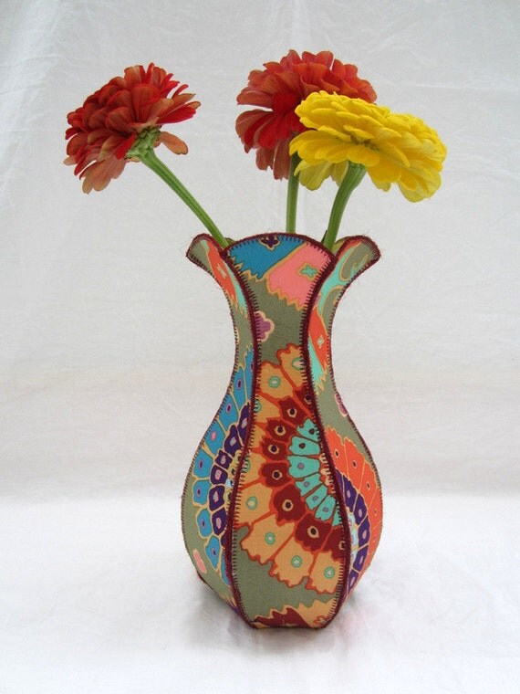 Muted Mosaic curvy fabric vase Kaffe Fassett by RollingBlackout