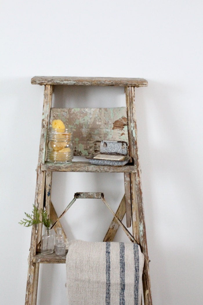 antique painter's ladder old wood ladder antique painter's ladder old wood ladder