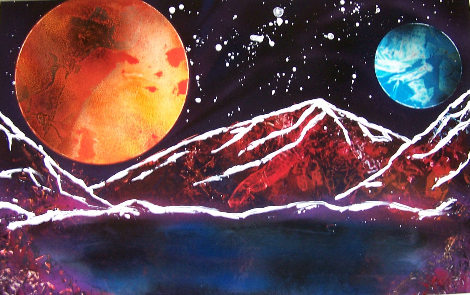 Spray Paint Art Original Abstract Landscape 22 x 14 by EacArt