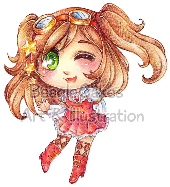 Custom Anime Manga Chibi Colored Pencil By Beaglecakesart On Etsy 
