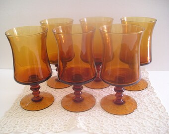 Amber Stem Glassware x6