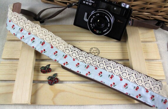 DSLR Camera strap leather and webbingLace style