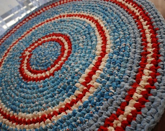 Blue handmade circle rug