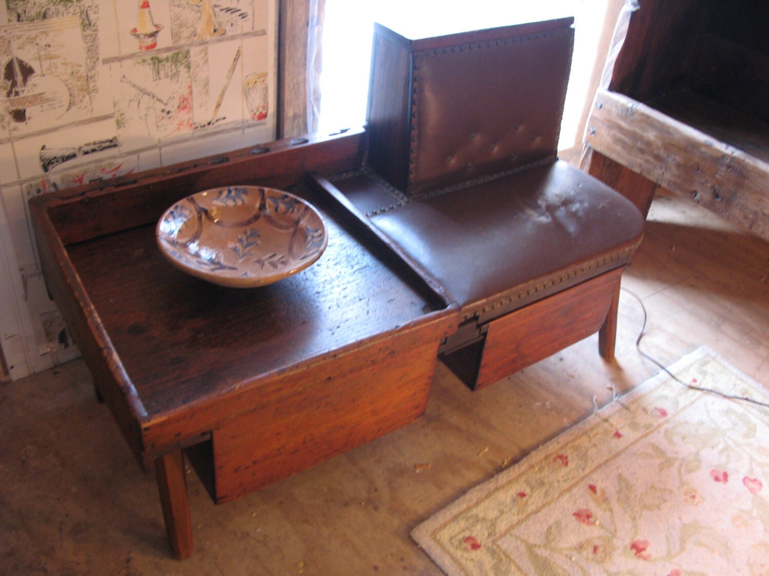 Amazing Primitive Cobbler’s Bench with Leather Seat – Haute Juice