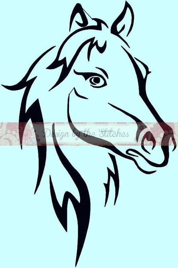 Horse Outline Abstract Horse INSTANT DOWNLOAD Embroidery