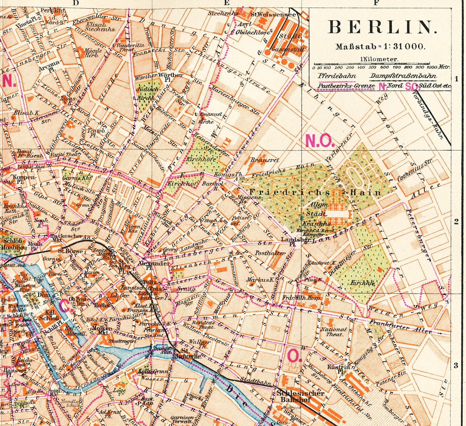 Berlin centre ville carte capitale de l'Allemagne du XIXe
