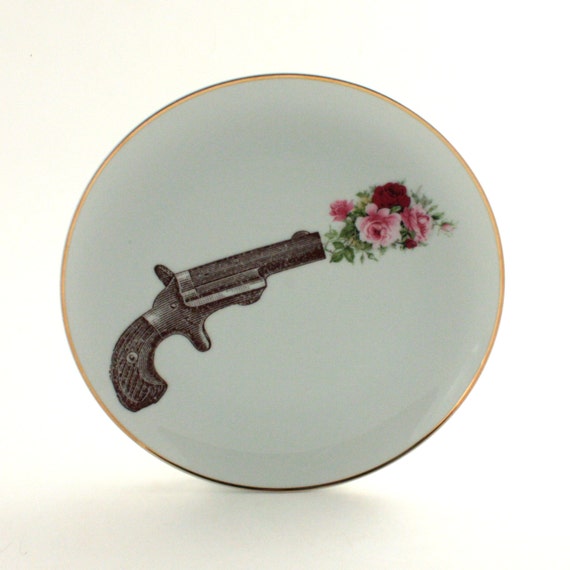 Altered Big Plate Gun Shooting Flowers on by MoreThanPorcelain
