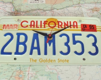 California License Plate Wall Clock, Clocks by DanO