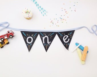 Chalkboard banner. High chair banner. 1st birthday banner. One bunting ...