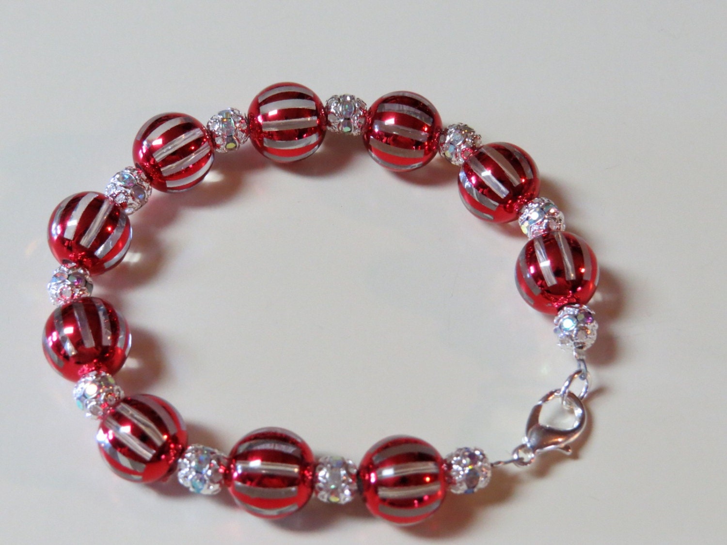 Clearance Metallic Red Striped Glass Beads And By Nammerscrafts