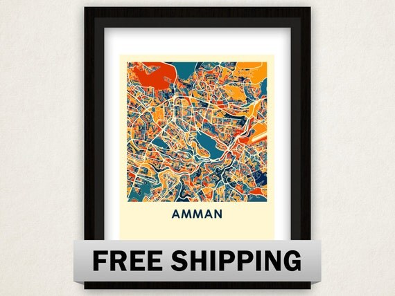 Amman Map Print Full Color Map Poster by iLikeMaps on Etsy