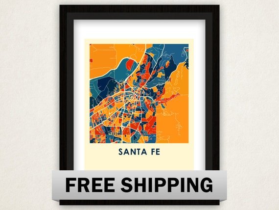 Santa Fe Map Print Full Color Map Poster by iLikeMaps on Etsy