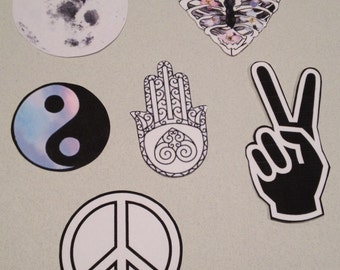 Set of Six Hippy Stickers