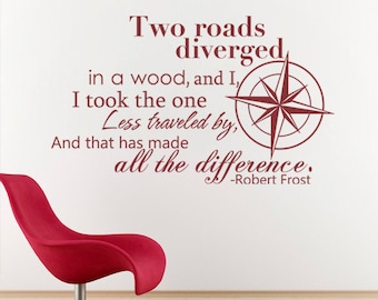 Wall Decals Quote Road Less Traveled - Robert Frost Vinyl Text Wall ...