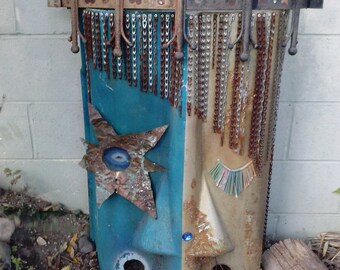 GARDEN ART SALE Repurposed Tractor Hood Assemblage Metal Sculpture ...