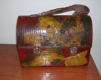 PROMOTION! Vintage Lunch Box, Metal Lunch box, Victorian collage, Tin ...