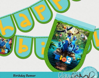 Rio 2 Blu Inspired Birthday Party Printable Banner - 300 DPI