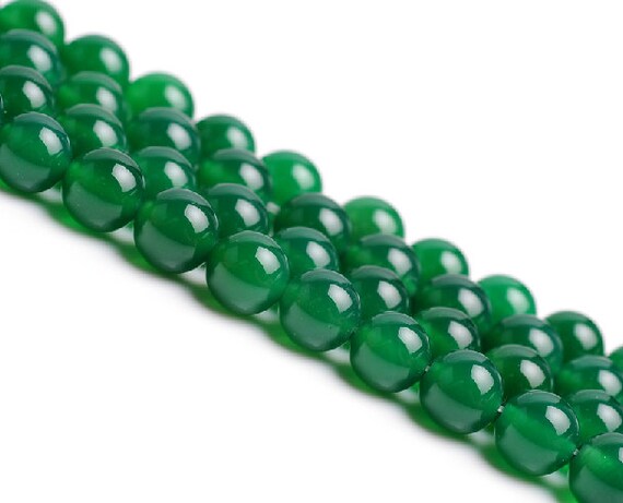 Natural Green Agate Beads Smooth Round 6mm-14mm 15.4 Inch