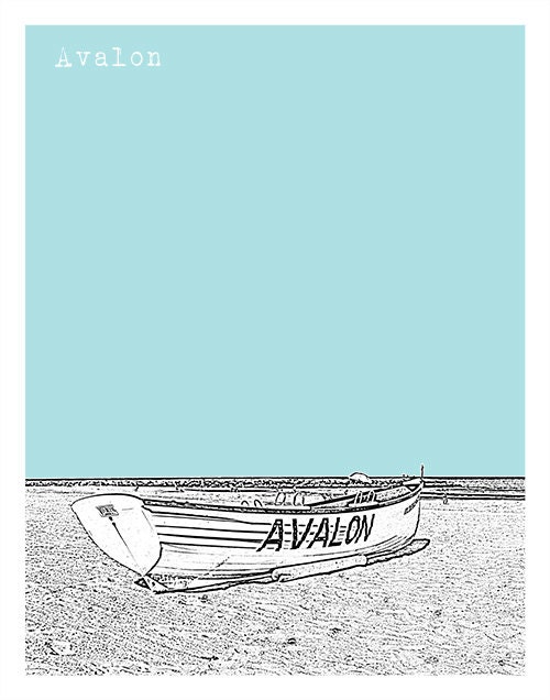 Avalon New Jersey Skyline Poster Print Art NJ Jersey Shore