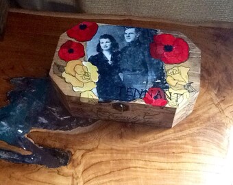 Custom wood keepsake box memorial Remembrance Day grandparents photo ...