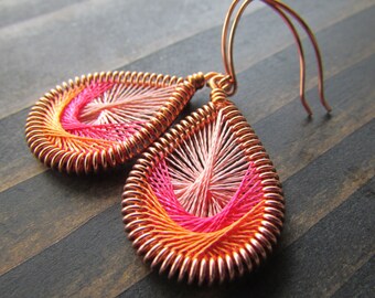 Peruvian Thread Earrings Aqua Silver & by OtterCreekDesigns