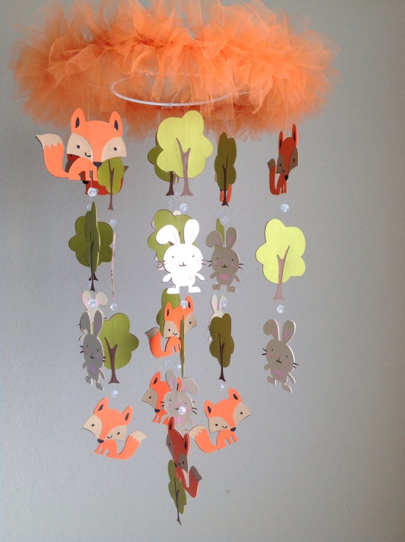 Foxy crib mobile toddler room decor kids room decor by MadeByKatee