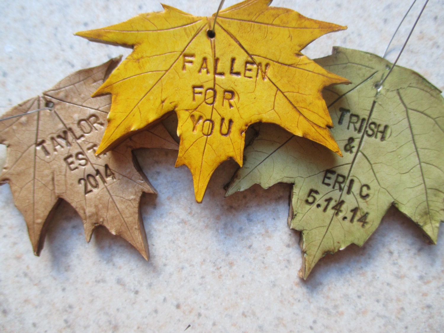 personalized fall leaf ornaments fall wedding favors teacher