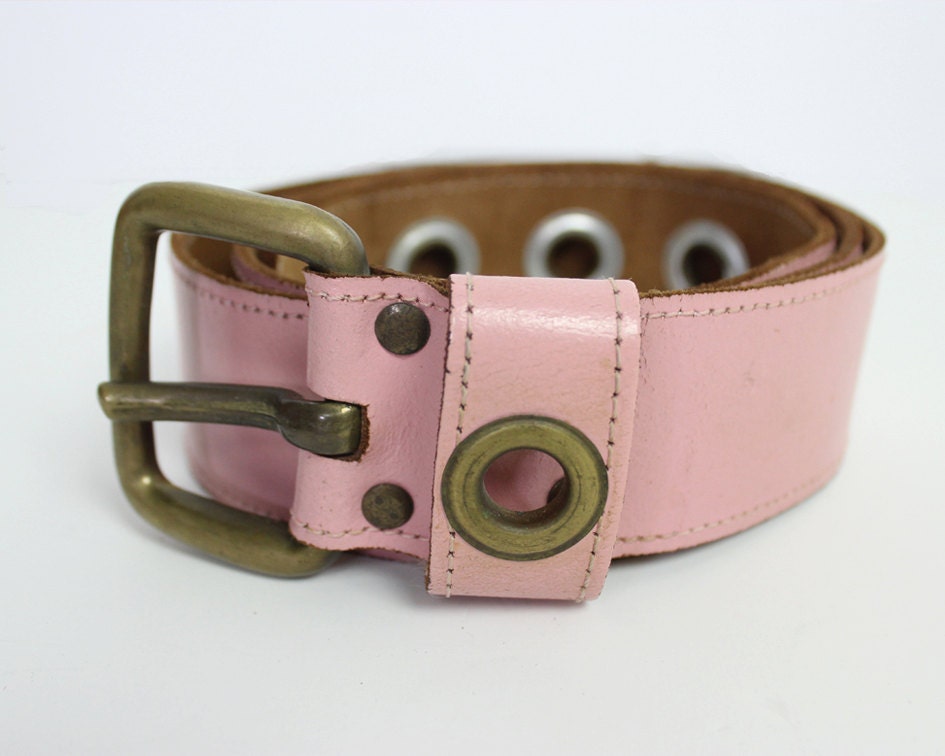 vintage wide leather belt/ 90s xl pink belt/ baby pink chunky belt ...