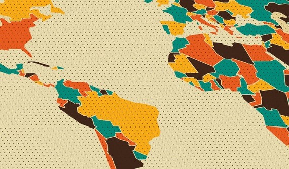 World map retro Pop Art Map Modern Style world by ConsiderGraphics