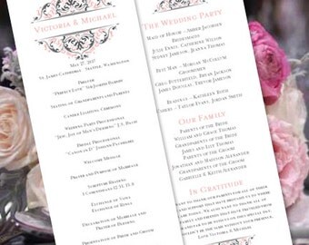 Wedding Ceremony Program Template Vintage Gold