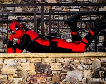 Deadpool costume with harness', holsters' & gloves