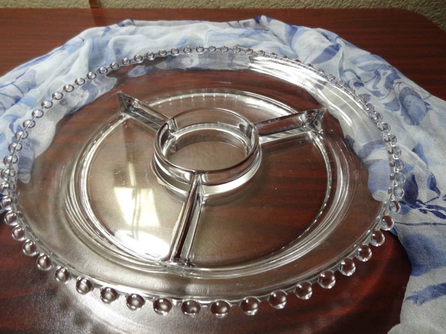 10 Inch Vegetable Dip Dish Serving Bowl Candlewick Imperial Glass 4 ...