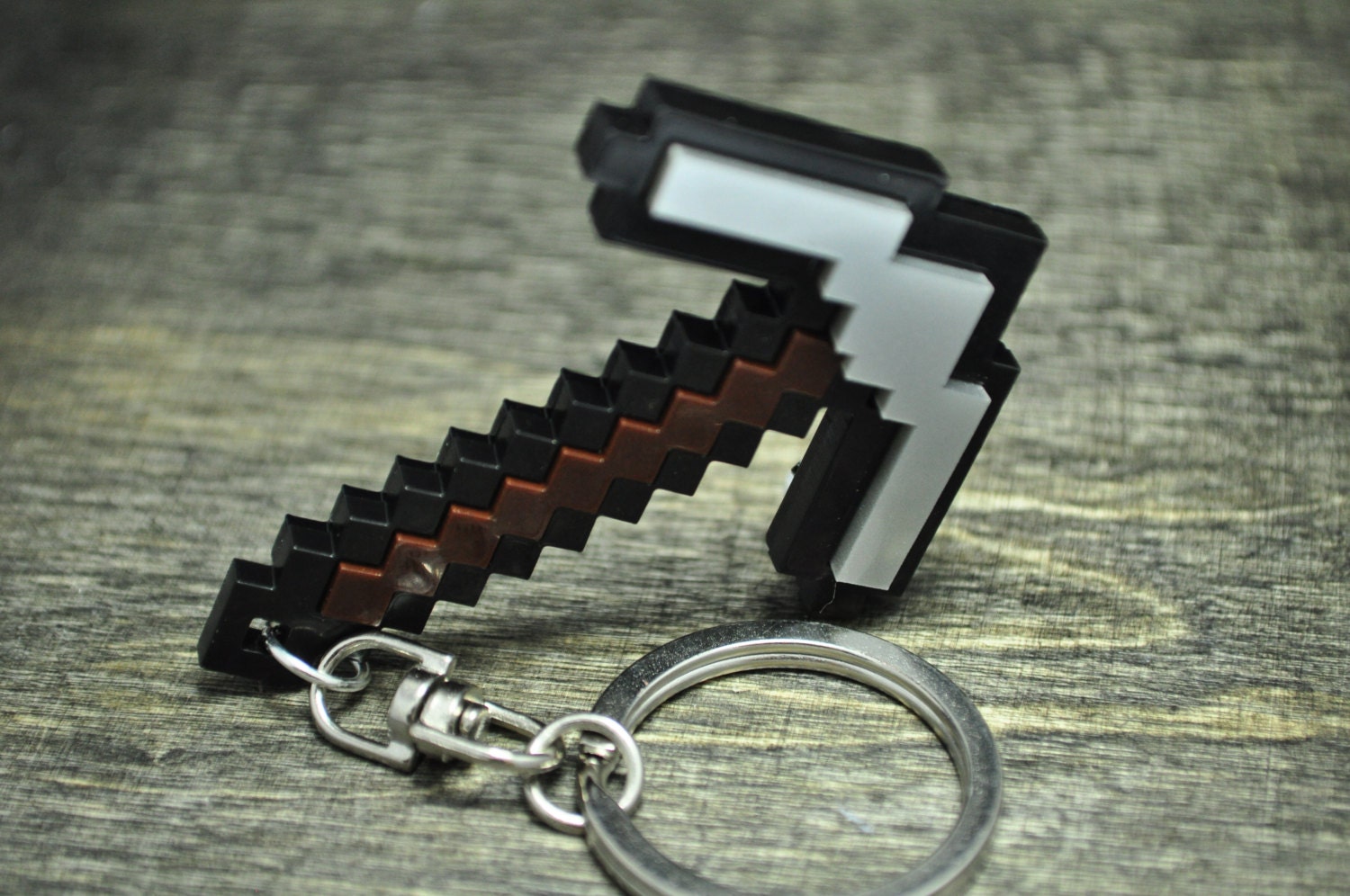 8 Bit Diamond Pickaxe Necklace or Key Chain Sandbox Games
