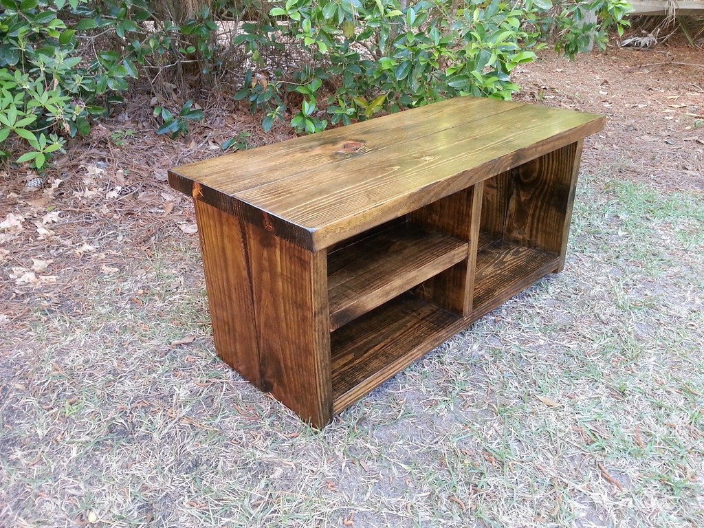 Rustic Decor Wood Bench With Shoe Rack and Boot Cubby