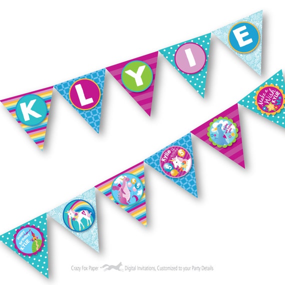 Dragon-Unicorn birthday banner bunting Printable Customized