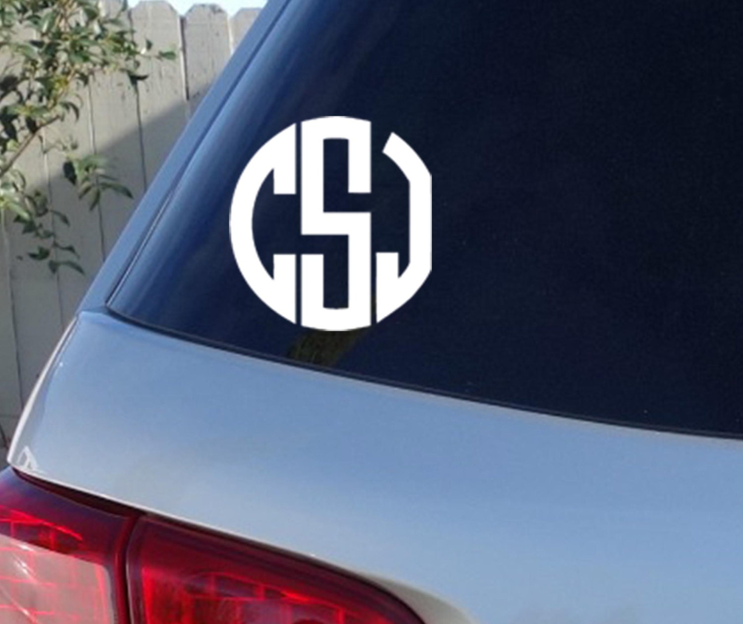 Circle Monogram Car Window Decal Initials Car Window Decal