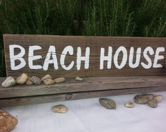 Rustic Wood Beach House Sign. Reclaimed Up-Cycled Wood, Coastal Decor ...