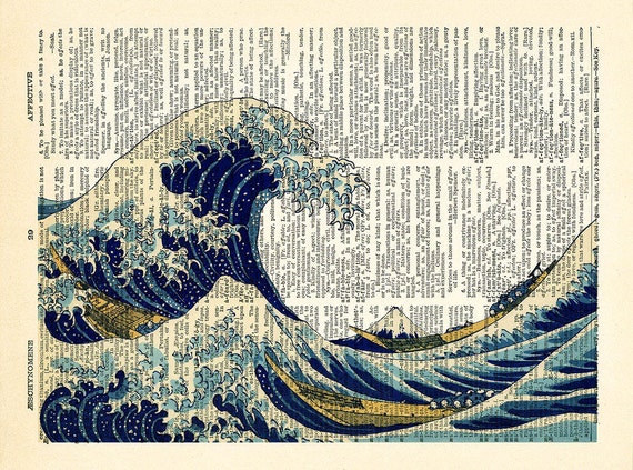 Giant Great Wave Ocean Art Print Sea Life Art Print Vintage