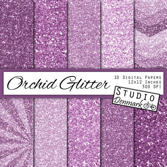 Purple Glitter Digital Paper – Orchid Sparkle Chunky Glitter Chevron ...