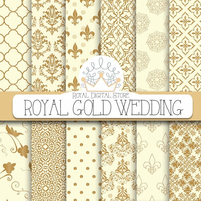 Wedding digital paper: “Royal Gold Wedding Digital Paper” with wedding ...