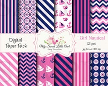 Nautical Digital Paper Pack - Digital Background - Paper background ...