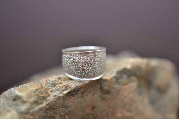 Sterling Silver Rough Textured Minimalist Band Ring